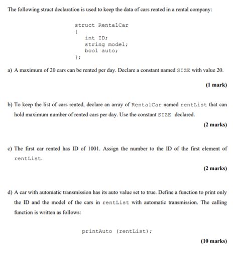 Solved The Following Struct Declaration Is Used To Keep The