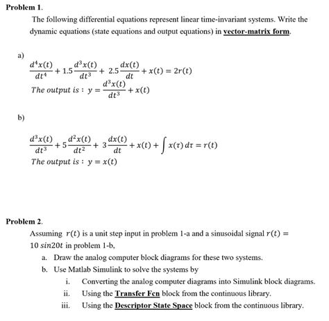 Solved Problem 1 The Following Differential Equations