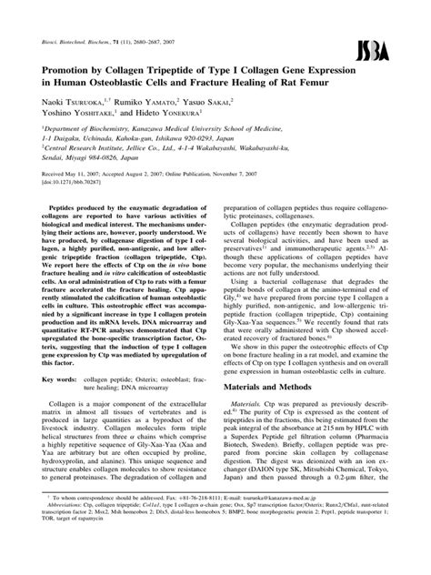 Promotion By Collagen Tripeptide Of Type I Collagen Gene Expression In Human Osteoblastic Cells