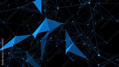 3d Animation Seamless Loop Shining Blue Spiral Circle Motion With Geometric Plexus Effect