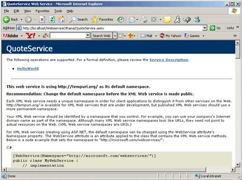 A Web Service In ASP NET ASP NET