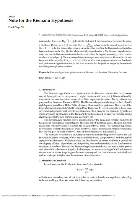 Pdf Note For The Riemann Hypothesis