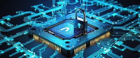 Protecting Data And Maintaining Privacy With Security Concept Padlock On Computer Circuit