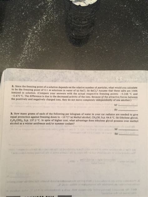 Solved Since The Freezing Point Of A Solution Depends On The Chegg Com