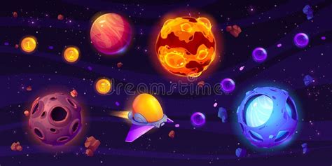 Space Ui Game Level Map With Planet And Galaxy Stock Vector