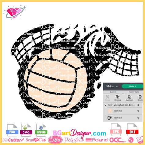 Lll Volleyball Ball Breaking Net Svg Sublimation Cricut Silhouette