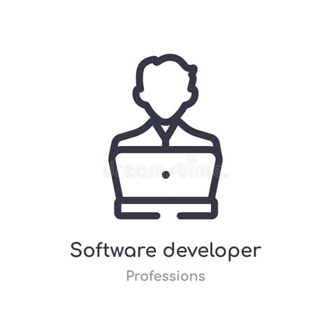Software Developer Outline Icon Isolated Line Vector Illustration From Professions Collection