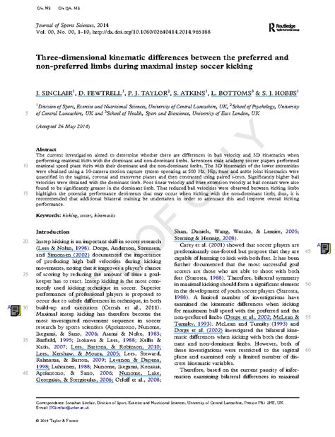Three Dimensional Kinematic Differences Three Dimensional Kinematic