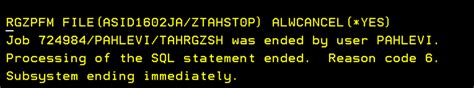 Db2 How To Endjob Rgzpfm In As400 Stack Overflow