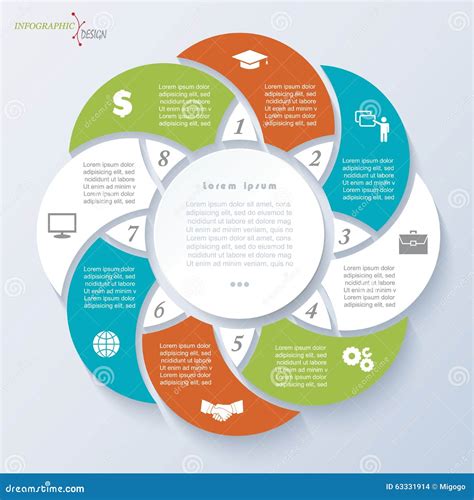 Infographic Template With Eight Segments Vector Illustration