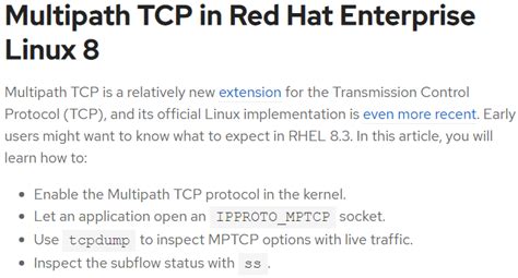 RHEL 8 3 将引入 Multipath TCP Linuxeden开源社区
