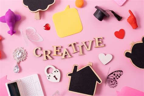 Premium Photo Creative Word Made From Wooden Letters Top View Flat Lay Creative Design