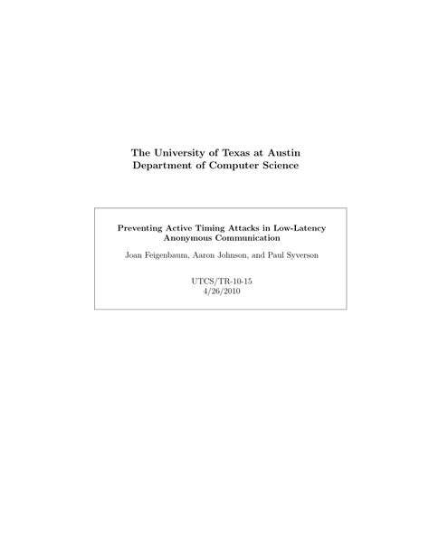 Pdf Preventing Active Timing Attacks In Low Latency Anonymous Communication
