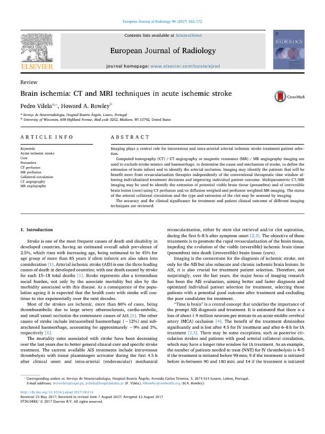 Brain Ischemia Ct And Mri Techniques In Acute Ischemic Stroke Pdf Stroke Ischemia