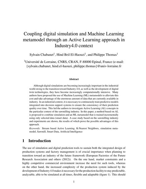 Pdf Coupling Digital Simulation And Machine Learning Metamodel Through An Active Learning