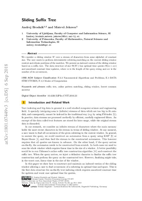 Pdf Sliding Suffix Tree