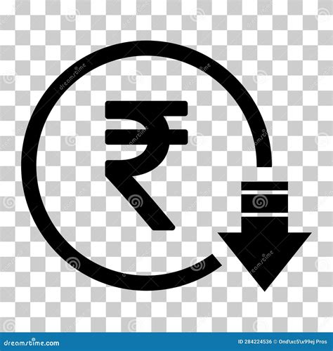 Cost Reduction Decrease Rupee Icon Vector Symbol Isolated On