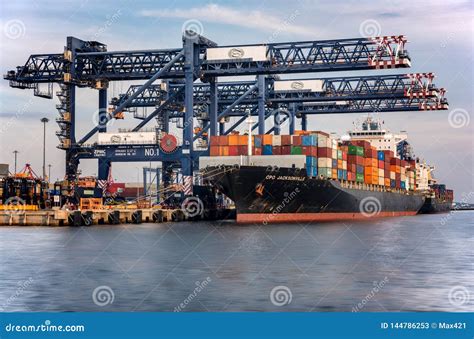 Container Ships Loading Cargo In Port Sydney Australia Editorial Stock