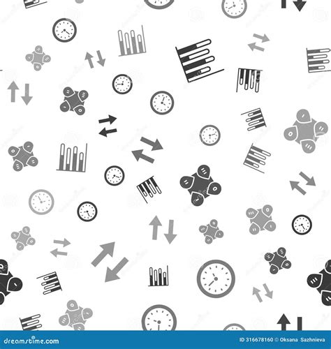 Set Pie Chart Infographic Clock Infographic Element And Arrow On Seamless Pattern Vector