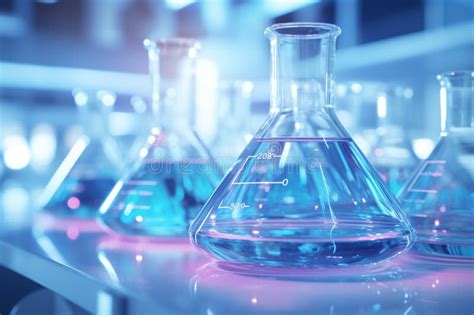 Laboratory Glassware With Blue Liquid Science Research And Development