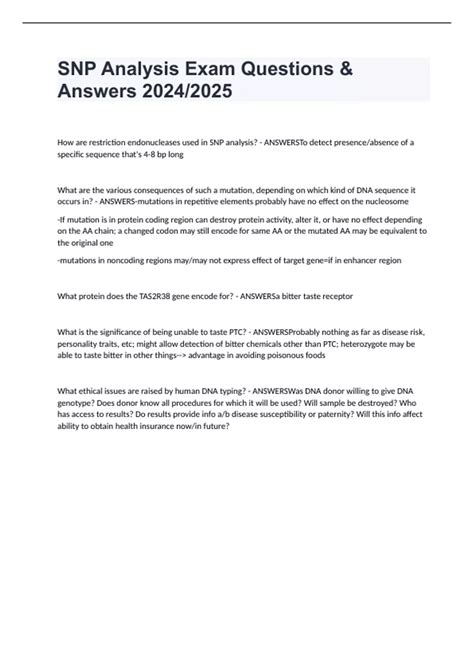 Snp Analysis Exam Questions And Answers 2024 2025 Snp Analysis Stuvia Us