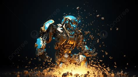Ai Robot Analyzing With Explosive Deconstruction In 3d Rendering Background 3d Robot Cyborg