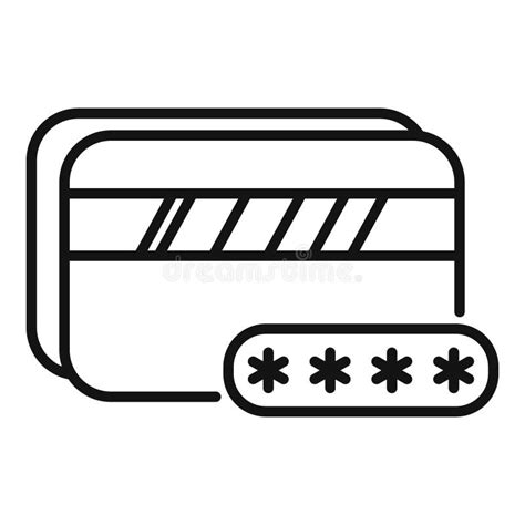 Credit Card Secured Icon Outline Vector Code Lock Stock Vector