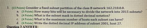 solved 3 15 points consider a fixed subnet partition of