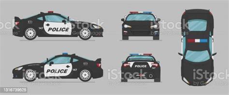 미국 경찰 슈퍼 자동차 다른 면에서 벡터 자동차 측면 보기 전면 보기 백뷰 상단 보기 경찰차에 대한 스톡 벡터 아트 및 기타 이미지 Istock