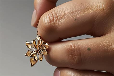 Elegant Floral Gold Necklace With Diamond Center Premium Ai Generated