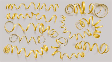 회색 배경에 현실적인 골드 리본 세트 벡터 일러스트입니다 인사말 카드 휴일 배너 선물 등을 위해 사용할 수 있습니다 개념에 대한 스톡 벡터 아트 및 기타 이미지 Istock