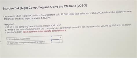 Solved S Exercise 5 4 Algo Computing And Using The Cm