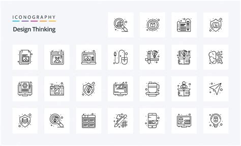 Free Vector 25 Design Thinking Line Icon Pack Vector Icons Illustration