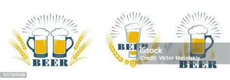โลโก้เบียร์ ไอคอน ชุดฉลาก เทมเพลตการออกแบบสัญลักษณ์โรงเบียร์ ผับ หรือบาร์พร้อมแก้วเบียร์