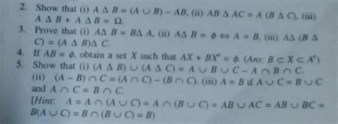 Solved 2 Show That 1 A AB AUB AB Ii AB A AC A Chegg Com