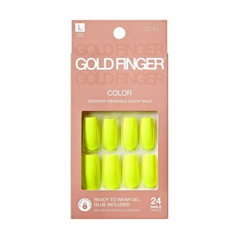 Goldfinger False Nails Kit Mmf7 Ready To Wear Neon Yellow Fake Nails