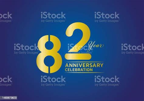 82 주년 기념 로고 타입 골드 컬러 벡터 82 번째 생일 로고 82 번호 기념일 배너 초대장 및 포스터 기념일 디자인 요소