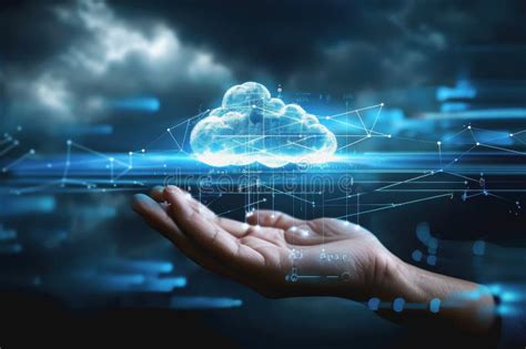 Business Technology Cloud Storage Concept With Backup Social Media Data Information Icons Stock