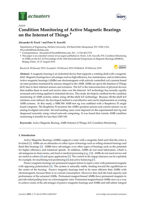 Pdf Condition Monitoring Of Active Magnetic Bearings On The Internet Of Things