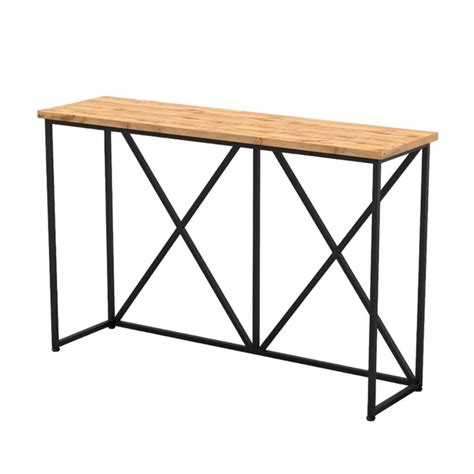 Стіл барний чорний ЛДСП 18 мм тютюн із металевим каркасом 140х40х90 см у стилі лофт купити