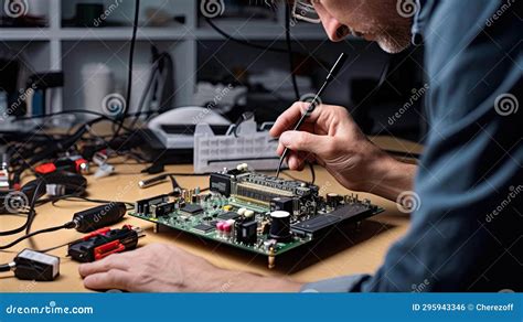 Microelectronics Engineer Designing New Chips Stock Image