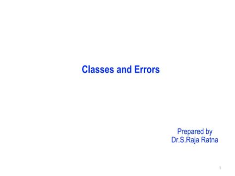 Classes And Errorspdf