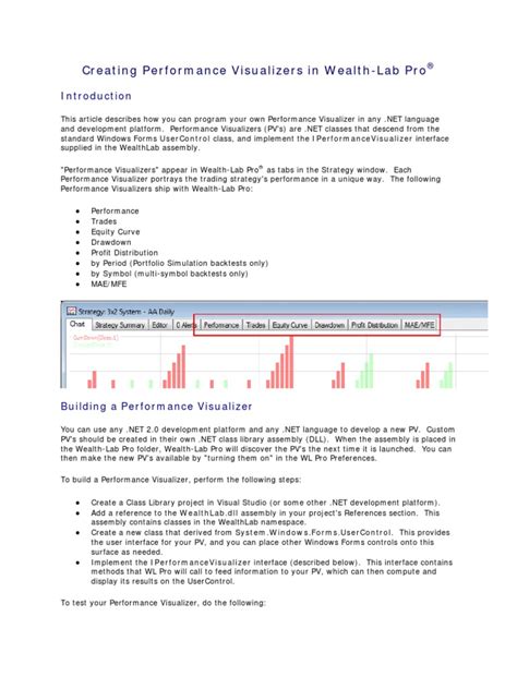 Creating Performance Visualizers In Wealth Lab Pro Pdf Tab Gui