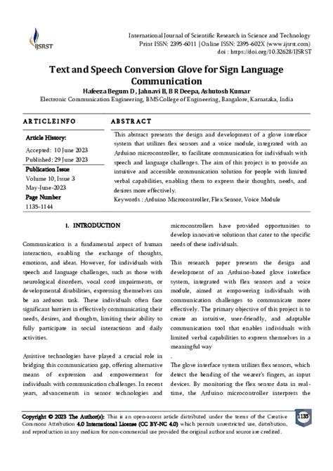Pdf Text And Speech Conversion Glove For Sign Language Communication
