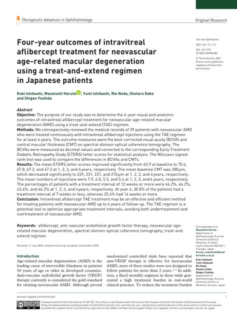 Pdf Four Year Outcomes Of Intravitreal Aflibercept Treatment For