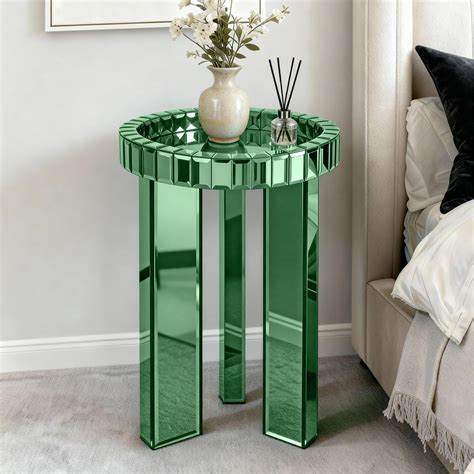 Everly Quinn Amla Round Glass End Tables With Tray Top Wayfair