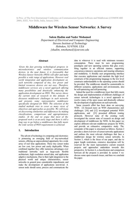 Pdf Middleware For Wireless Sensor Networks A Survey