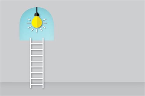 회색 배경에 계단과 창문이 있는 전구의 빛 창의적 사고 목표로 가는 길 개념에 대한 스톡 벡터 아트 및 기타 이미지 개념 계단 골인 Istock