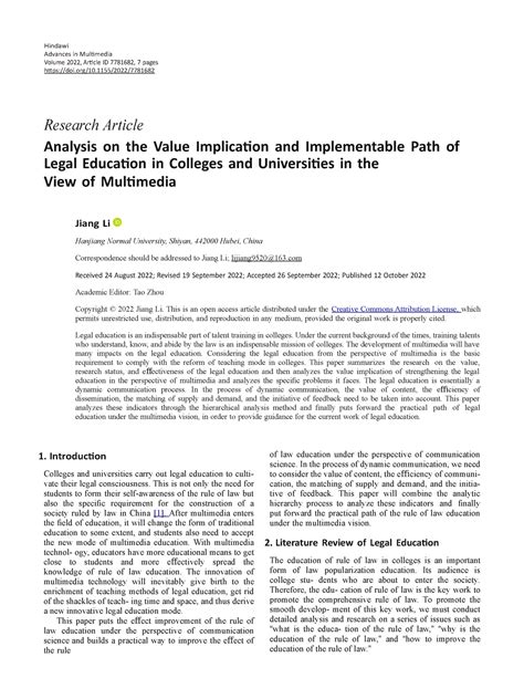 Analysis On The Value Implication And Implementabl Hindawi Advances