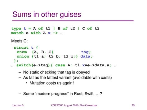 Csep505 Programming Languages Lecture 6 Types Types Types Ppt Download